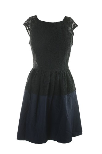 Émeraude Sundae Juniors Noir Cap-Sleeve Mixed-Media Dentelle Robe 3 | eBay