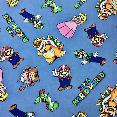 1/2 Yard Nintendo Super Mario World Mario and Friends Princess Quilting ...