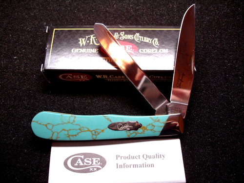CASE XX USA MICHAEL PRATER CUSTOM KINGMAN TURQUOISE 2 BLADE TRAPPER ...