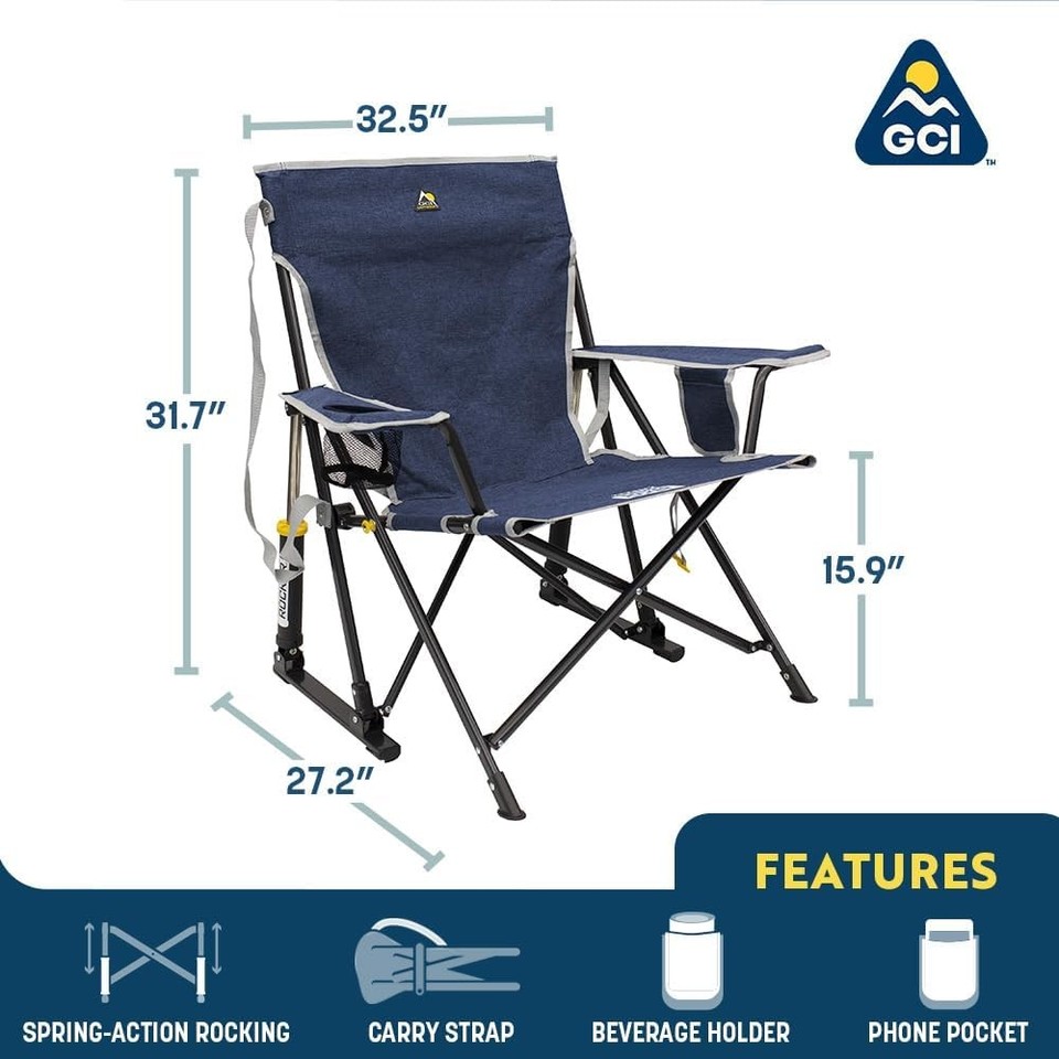 GCI OUTDOOR Kickback Rocker Outdoor Rocking Chair with Rocker, Grey | eBay