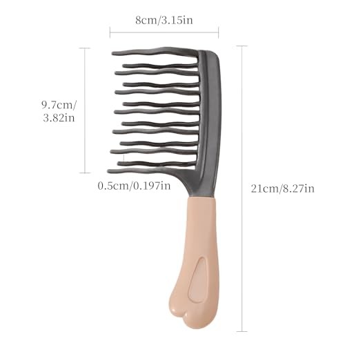 Wide Tooth Comb for Curly, Detangling Hair Brush with Double-layer Wavy ...