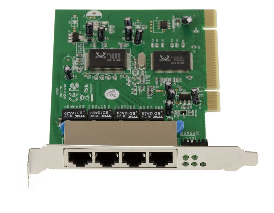 PCI LAN Switch Card 10 100 Ethernet Network 4 Ports - REALTEK RTL8111C ...