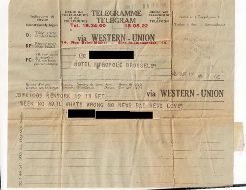 Vintage 1949 Western Union Telegram Brussels Belgium Hotel Metropole ...