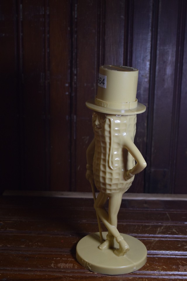 1960s MR PEANUT PLANTERS NUTS TAN PLASTIC MOLDED COIN BANK REMOVABLE ...