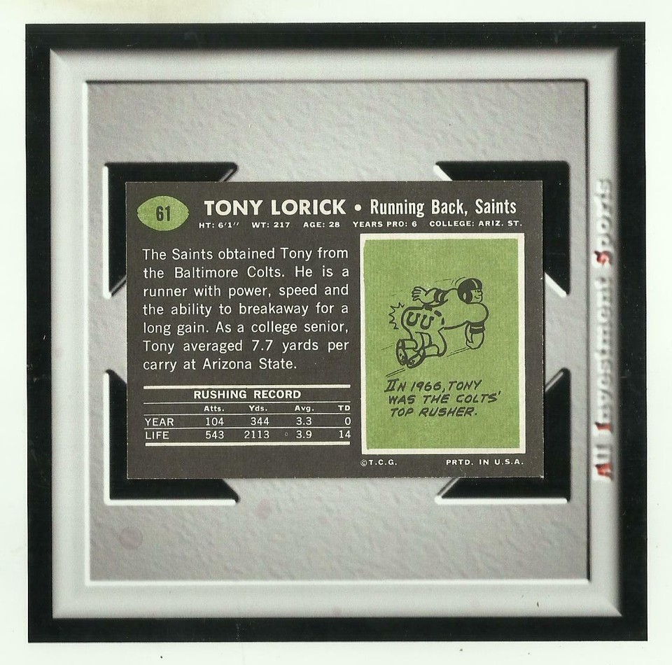 1969 Topps TONY LORICK #61 NM-MT **great football card** TD88 | eBay