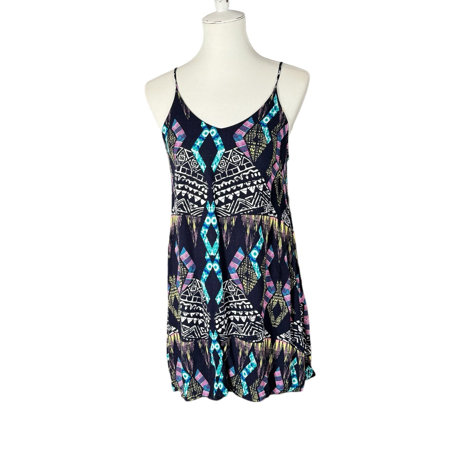Lush Womens Aztec Multi Colored Sleeveless Spaghetti Strap Tunic Tank ...