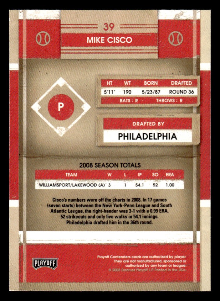 Mike Cisco signed auto 2008 Playoff Contenders #39 card | eBay