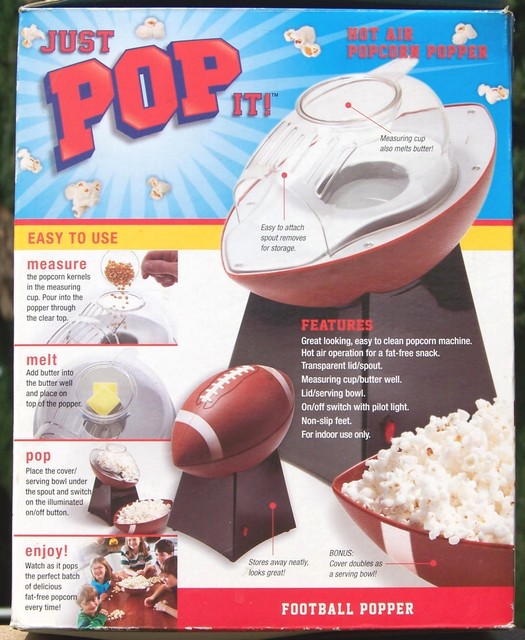 Just Pop It 20521 Football Shaped Electric Hot Air Popcorn Popper Maker ...