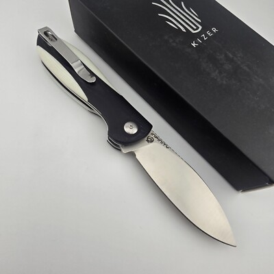 Kizer Vanguard Infinity Folder Black & White G10 N690 Drop Point Blade ...