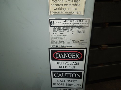 Eaton Capacitor 325THFSR432MW 325 KVAR Rated 480V 3 Phase Reactor 600A ...