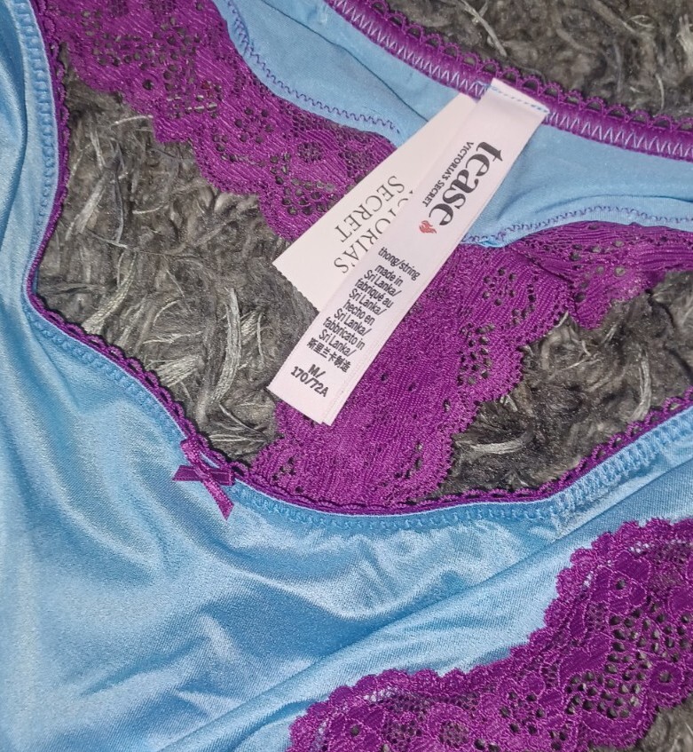 VS Lace Trim Satin High Leg Thong NEW SIZE Medium | eBay