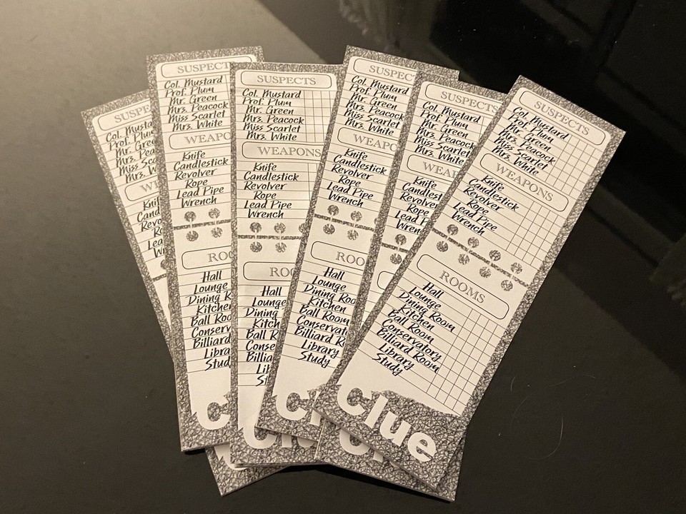 Six pads - Clue Board Game - NEW - Replacement Detective Note Pads ...