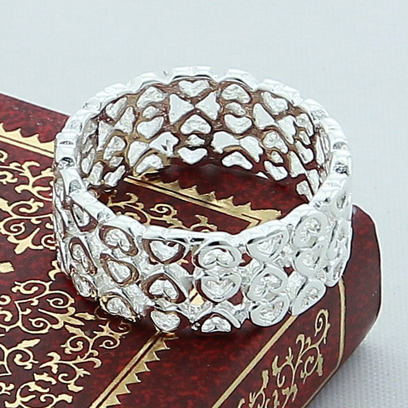 925 Sterling Silver Multi Heart Link Ring Women Party Fashion Charm ...