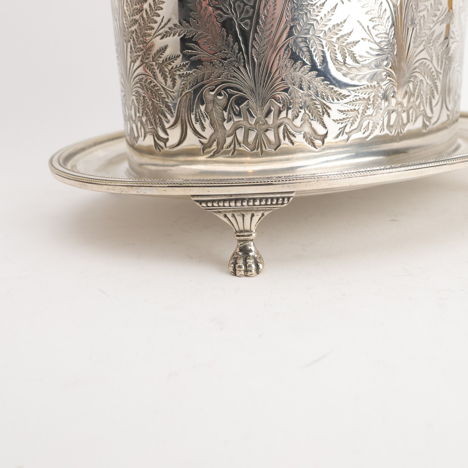 James Dixon & Sons 2769 Silverplate Biscuit Box - Chased Fern Bouquets