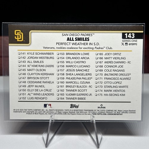 2025 Topps Series 1 Rainbow Foil Parallel All Smiles Padres Jumbo ...