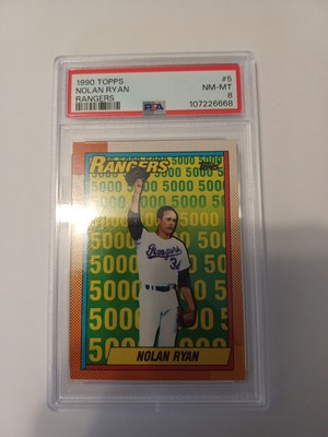 1990 Topps Nolan Ryan Rangers 5000 Strikeouts Card #5 PSA 8 | eBay