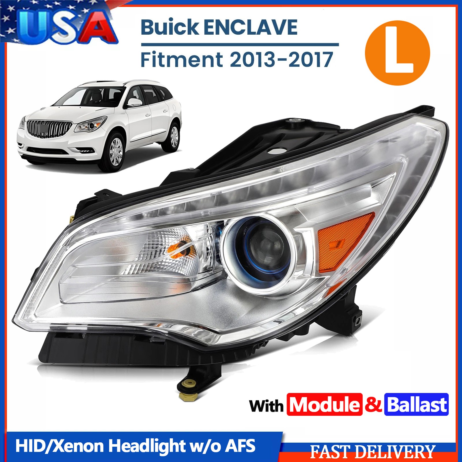 HID/Xenon w/o AFS Projector Headlight Driver Side For 2013-2017 Buick Enclave | eBay