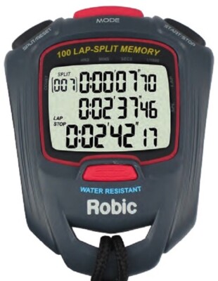 ROBIC WATCHES Stopwatch, Digital, 100 Lap Dual Memory, Multi-Mode BLK ...