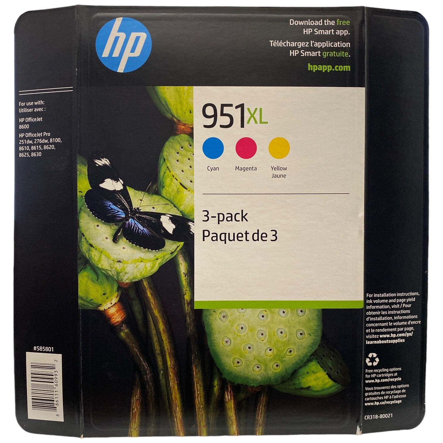 HP 951XL High Yield Original Ink Cartridge, Cyan/Magenta/Yellow, 3 Pack ...
