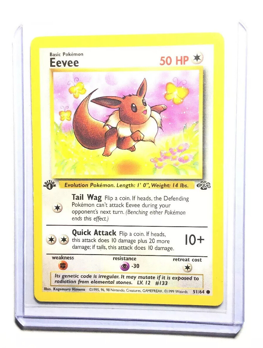 1st edition Pokemon "d" EEVEE Card JUNGLE Set 51/64 ERROR ~ ONE OF A ...
