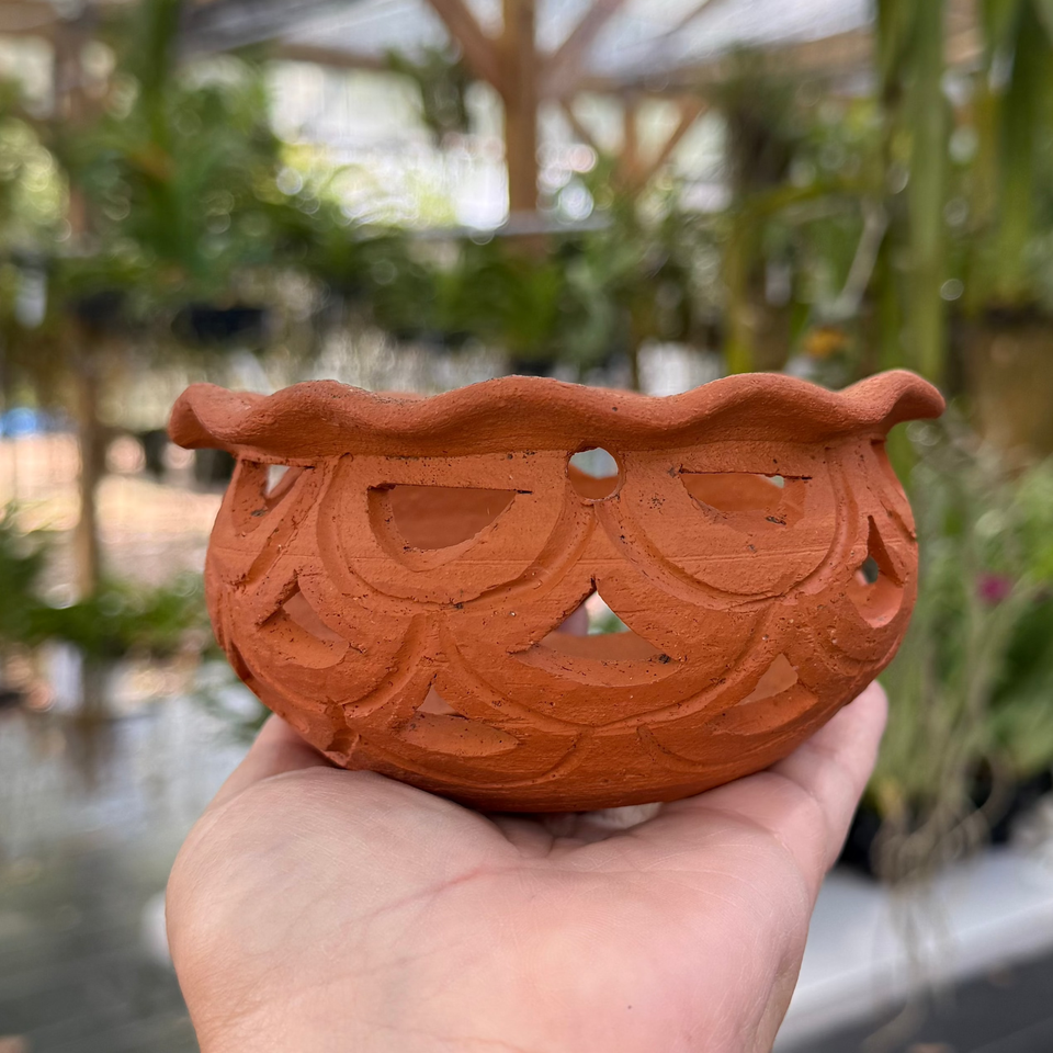 4” Clay Orchid Pots with holes- Various Designs | eBay