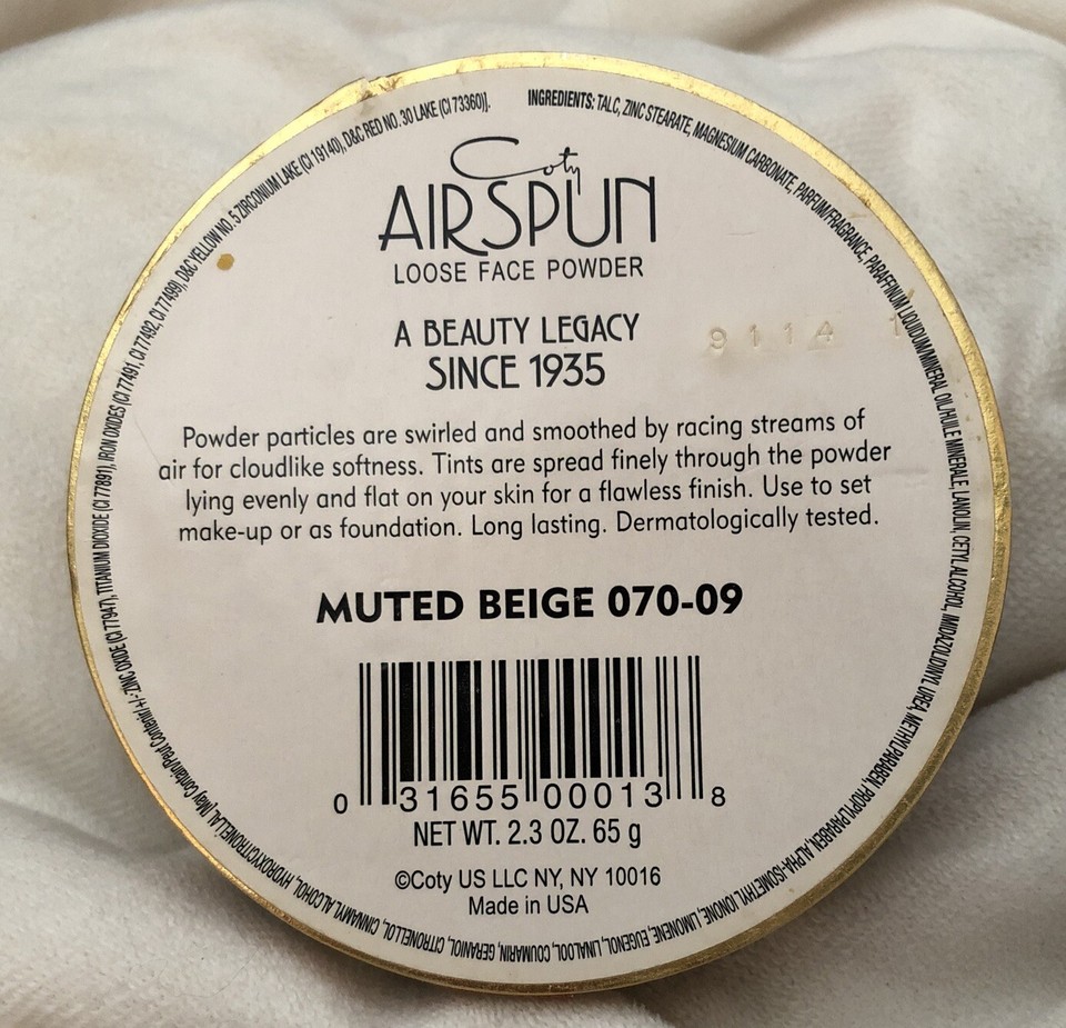 Vintage ORIGINAL Coty Airspun TRANSLUCENT LOOSE FACE POWDER Muted Beige ...