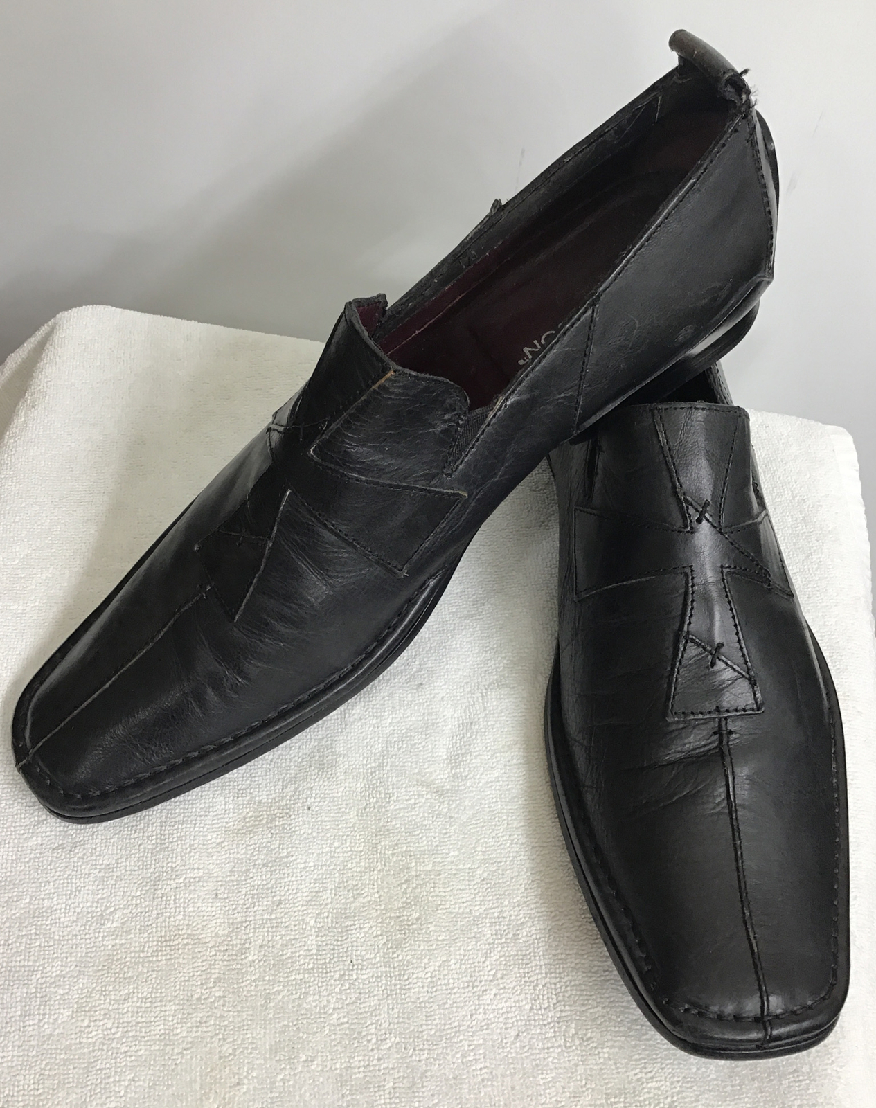 mark nason mens shoes Navy Leather Cross Stitch Top A… - Gem