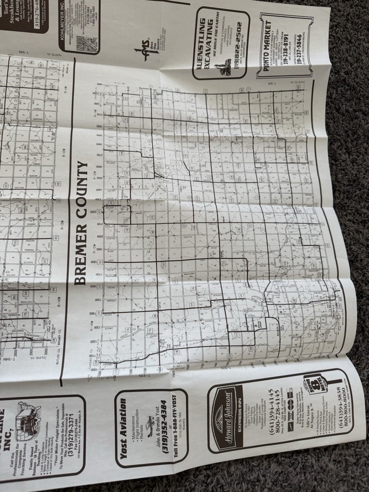 Vintage Chickasaw & Bremer Counties Iowa Fold Out County Plat Map Local ...