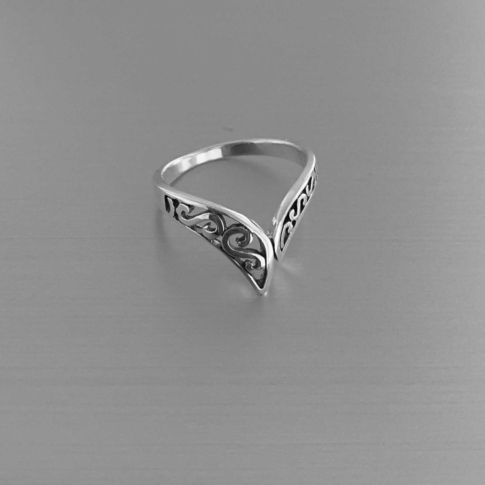 Sterling Silver Filigree V Shape Ring, Silver Ring, Filigree Ring, Boho ...