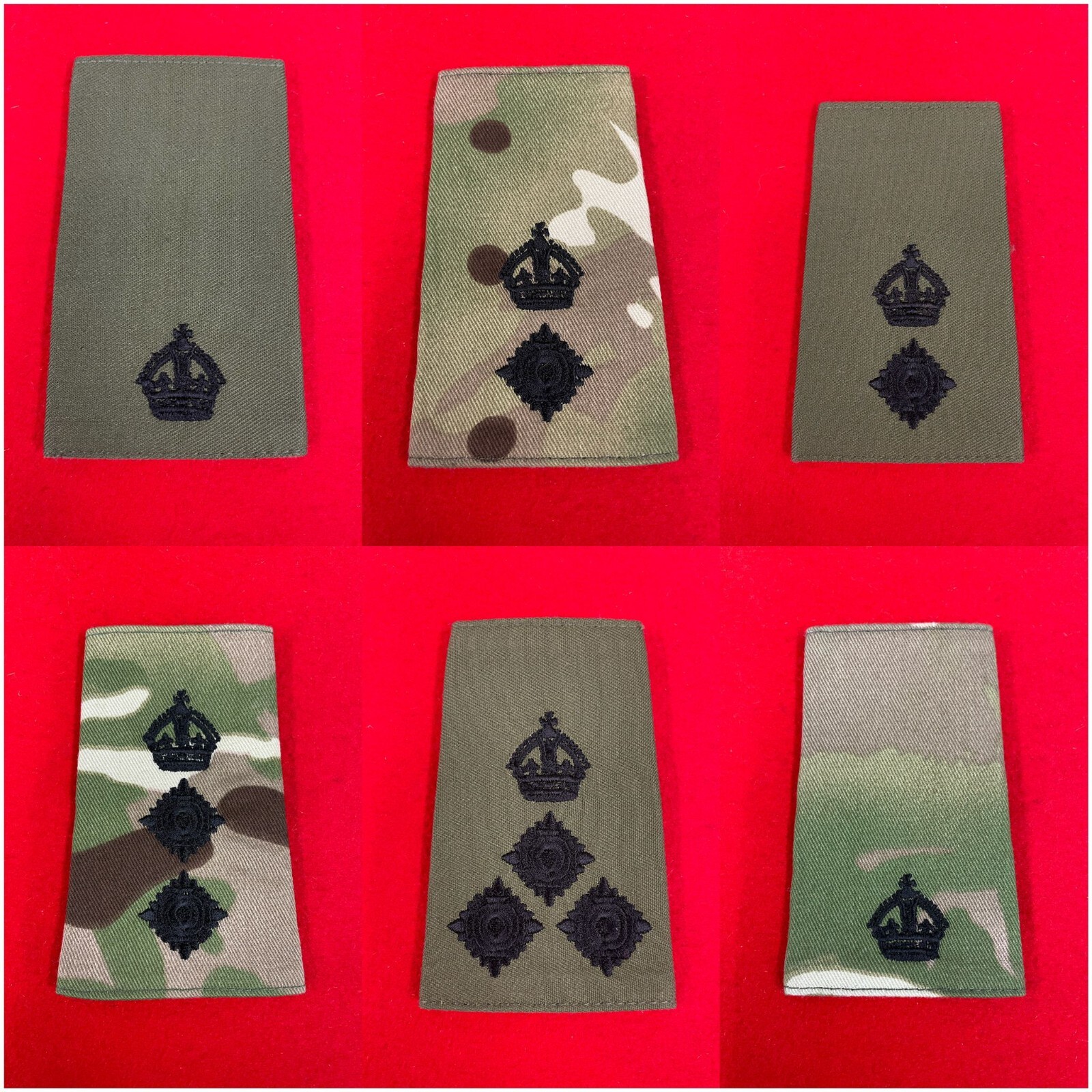 Pair of Quality New Style Kings Crown Officers Olive or MTP Combat Rank ...