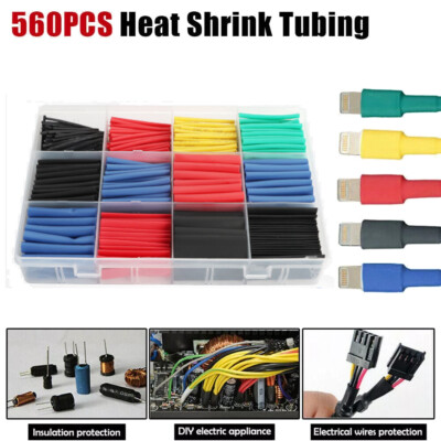 560Pcs Heat Shrink Tubing Kit Wire Shrink Wrap Tubing Shrink Ratio 3:1 ...