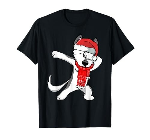 Funny Dabbing Husky T-Shirt - Funny Husky Dabbing Christmas Costume ...