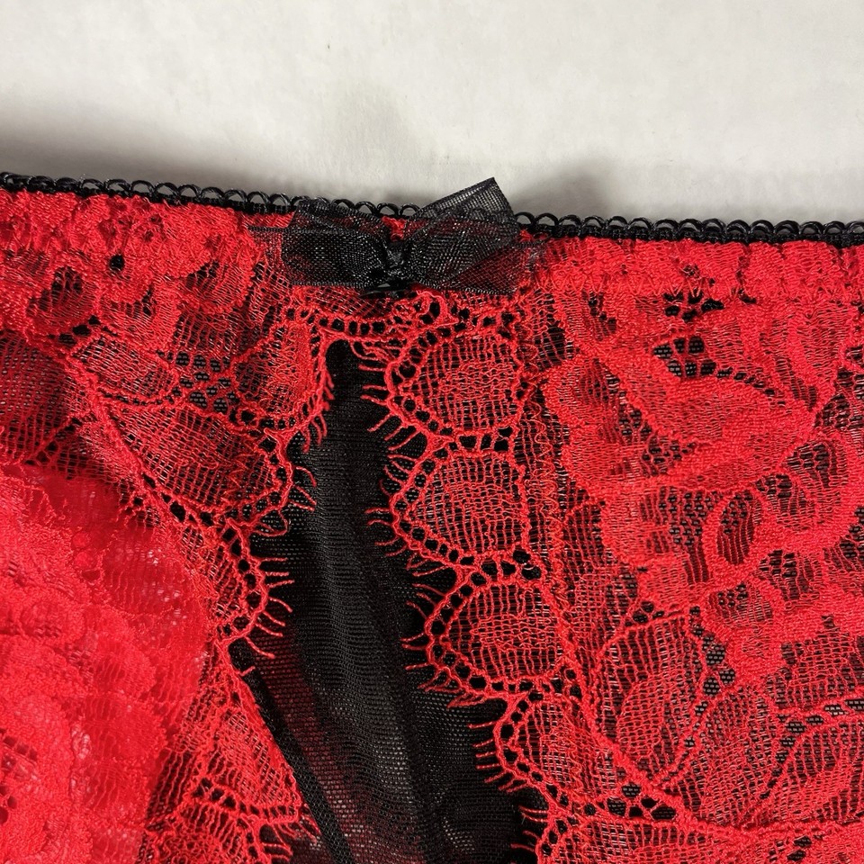 SOMA Red & Black All over Lace Panties Size Large | eBay