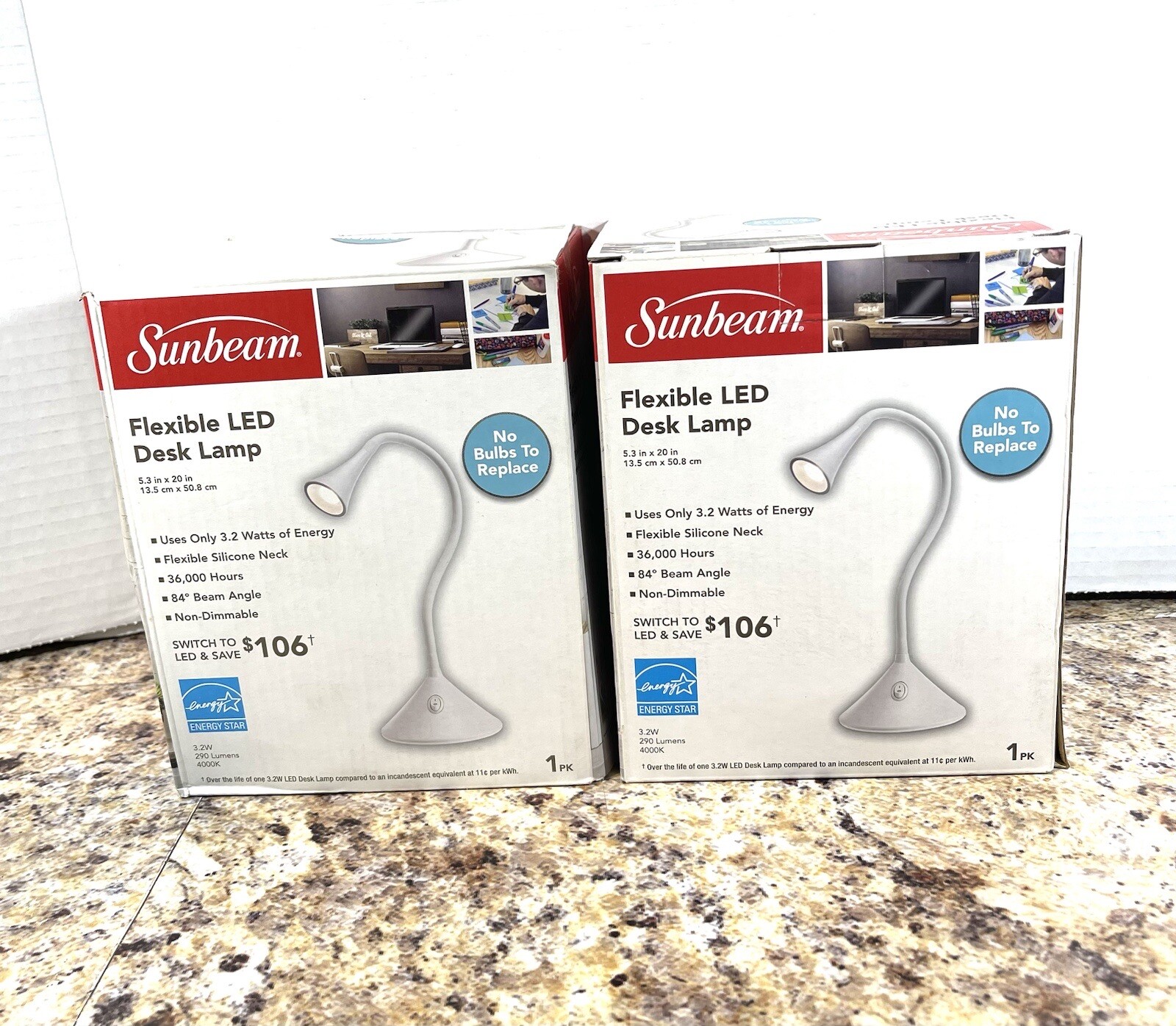 Set of 2- Sunbeam flexible LED desk lamp (white) | eBay