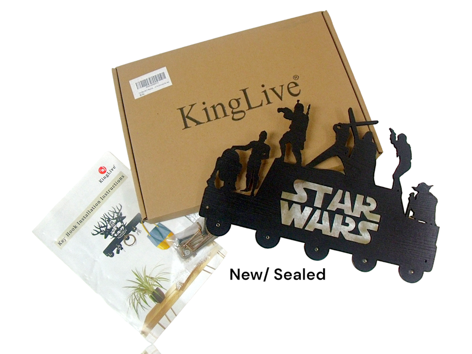 Star Wars Black Wooden Key Holder w/ 5 Hooks Wall Mounted Entryway ...