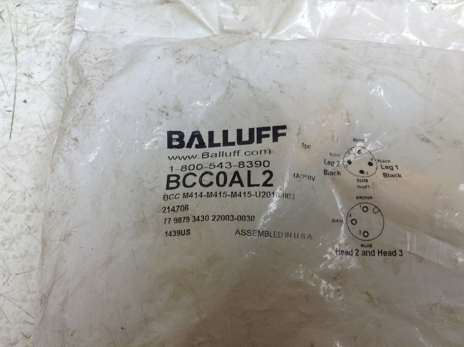 Balluff BCC0AL2 Splitter Cable BCC M414-M415-M415-U2010-003 New (TSC ...