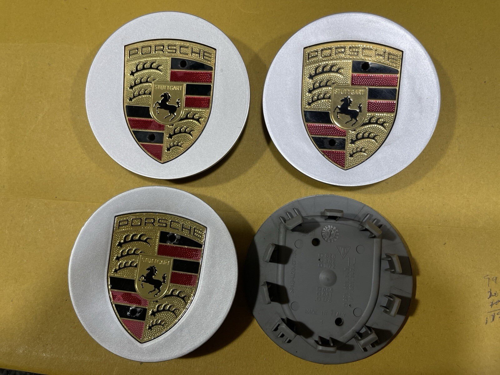 PORSCHE All MODELS except Macan, Flat, Silver, Color Crest, Set Of 4 | eBay