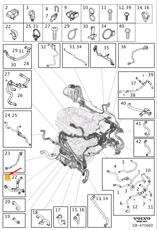 VOLVO S60 MK3 Radiator And Connections Hose 32249720 GENUINE for sale ...