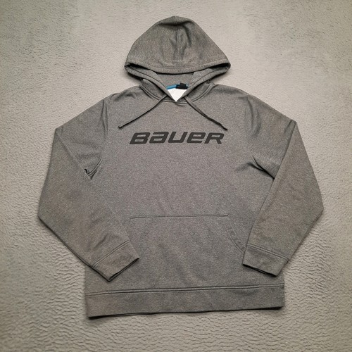 Bauer Sweatshirt Men Medium Grey Black Hoodie Pullover Fleece Hooded ...