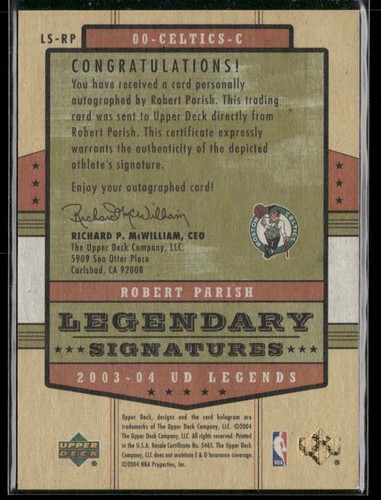 2003-04 Upper Deck Legends #LS-RP Robert Parish Legendary Signatures | eBay