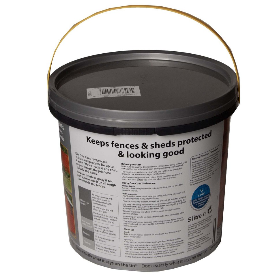 Ronseal One Coat Timbercare Fast Dry Garden Shed Fence Paint Red Cedar ...