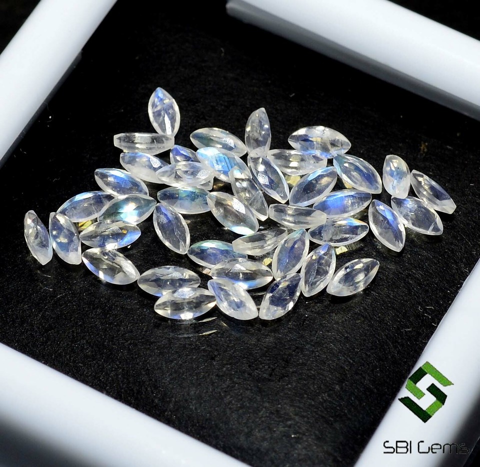 Natural Rainbow Moonstones Marquise Cut 4x2 mm Lot 40 Pcs Untreated Loose Gems | eBay