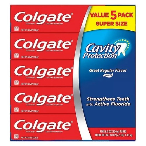 Colgate Cavity Protection Toothpaste with Fluoride, Regular Flavor (8 ...