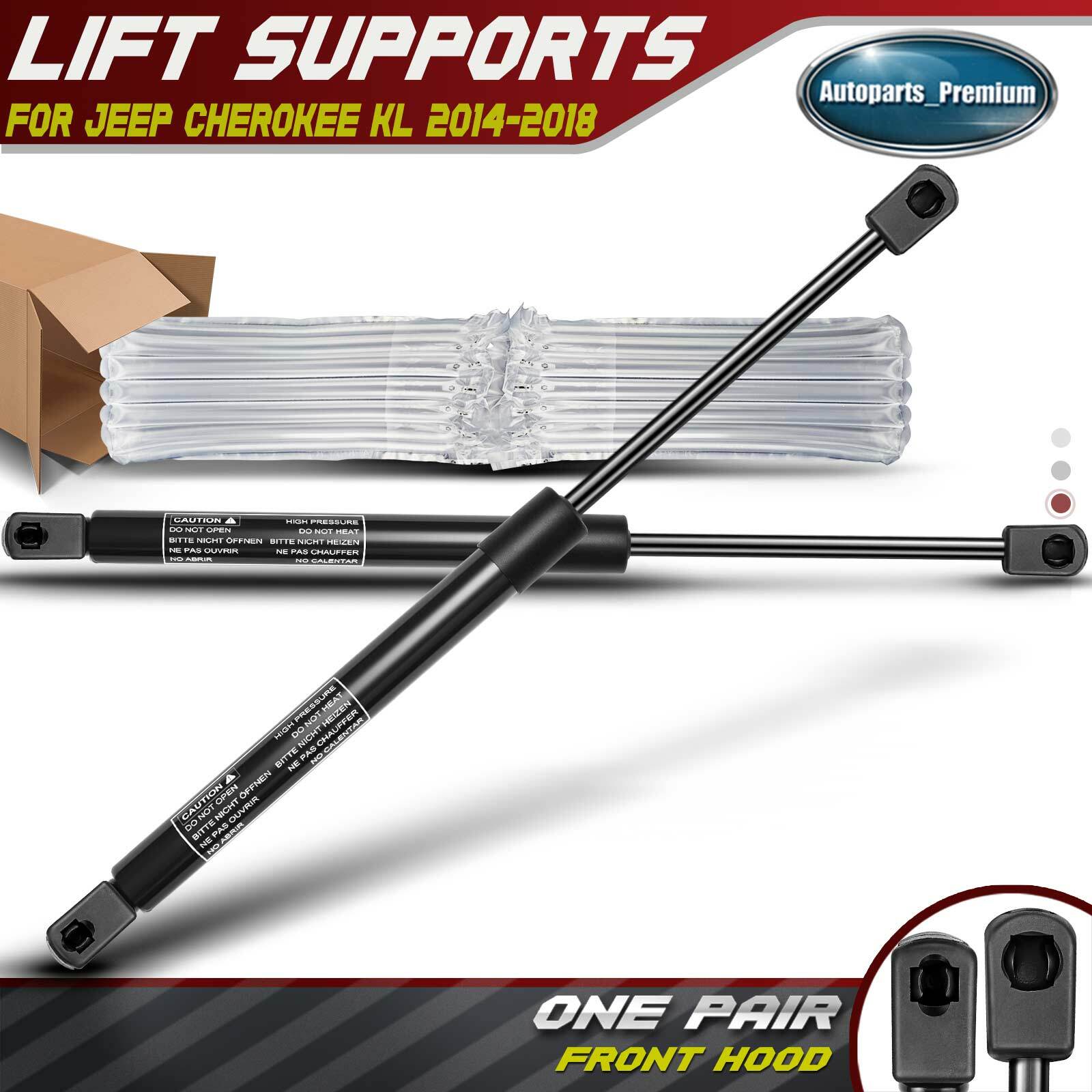 2pcs Front Hood Lift Supports Shock Struts for Jeep Cherokee KL 14-19 ...