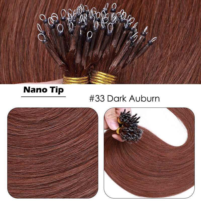 Invisible Nano RIng Nano Beads HUman Hair Remy Extensions FULL Head ...