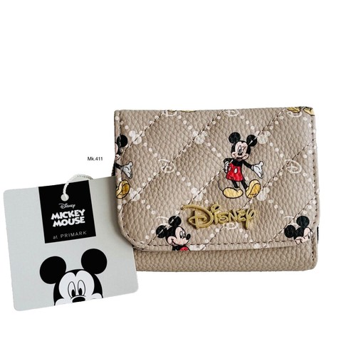 Disney Mickey Mouse Taupe Flap-over Trifold Coin Notes Card Purse ...