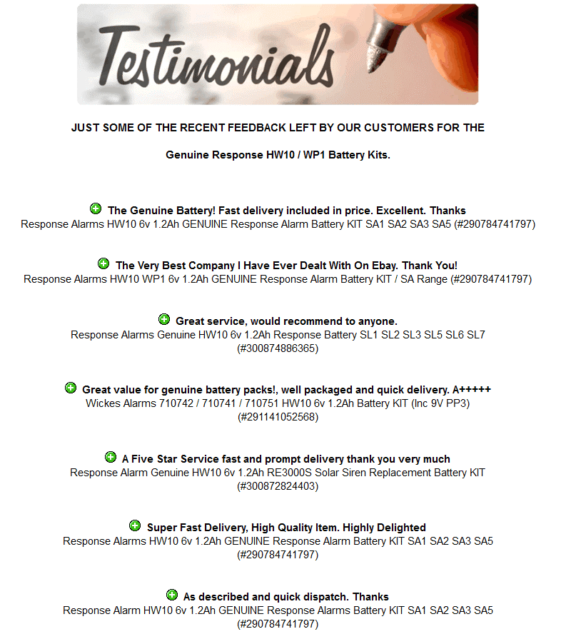 Response Alarm Genuine HW10 6v 1.2Ah SA3 Panel Response Battery KIT ...