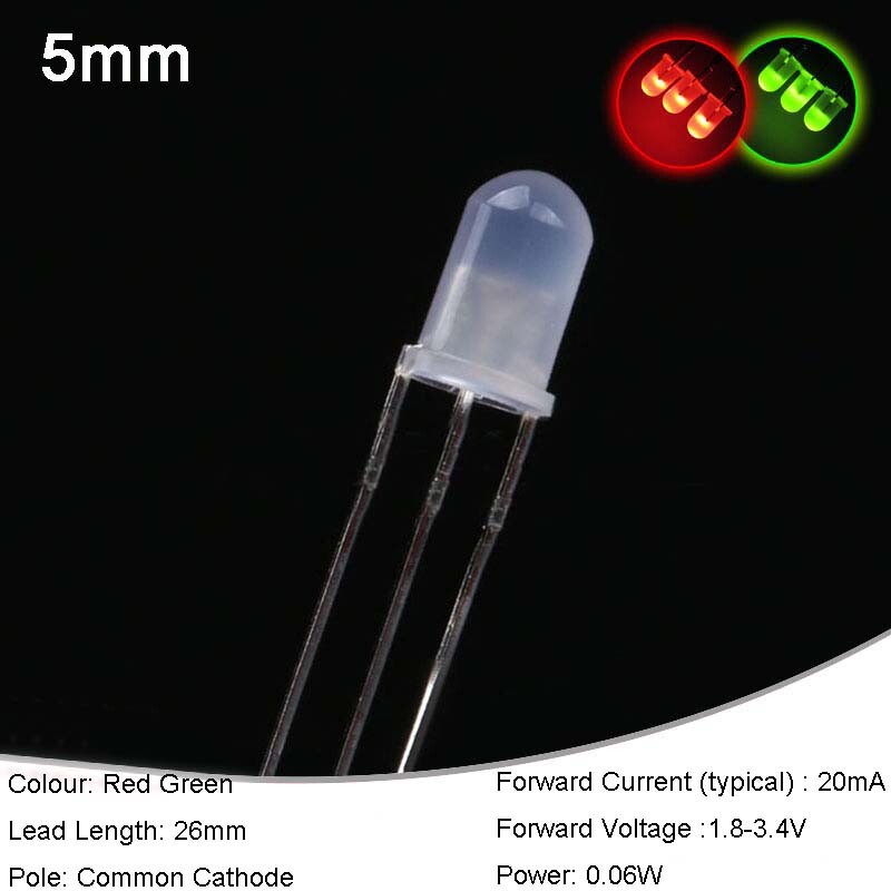 Ultra Bright LEDs 5mm Red Green Yellow Blue RGB Common Cathode/Anode ...