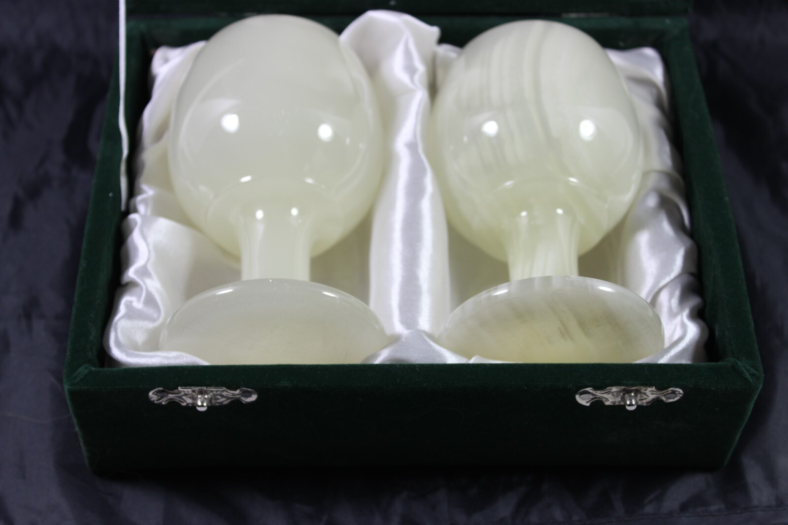 White Marble Onyx Alabaster Goblets in Case Set of 2 | eBay