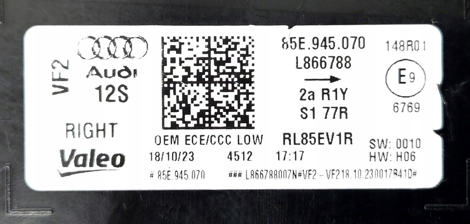 Right rear LED light for Audi A6 Avant E-Tron 85E945070 | eBay UK